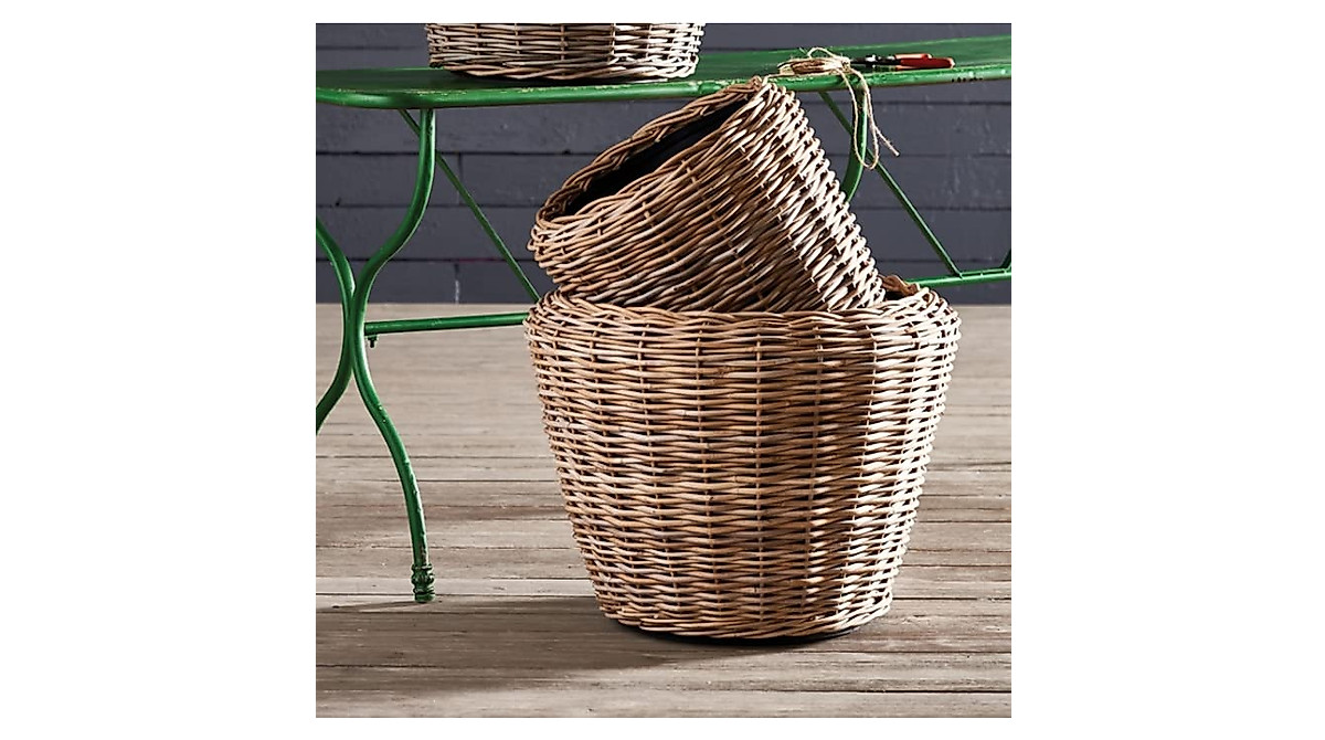 MY SWANKY HOME Classic Woven Round Rattan Planter Basket with Grower's Pot Liner 18 21 27 inch ...
