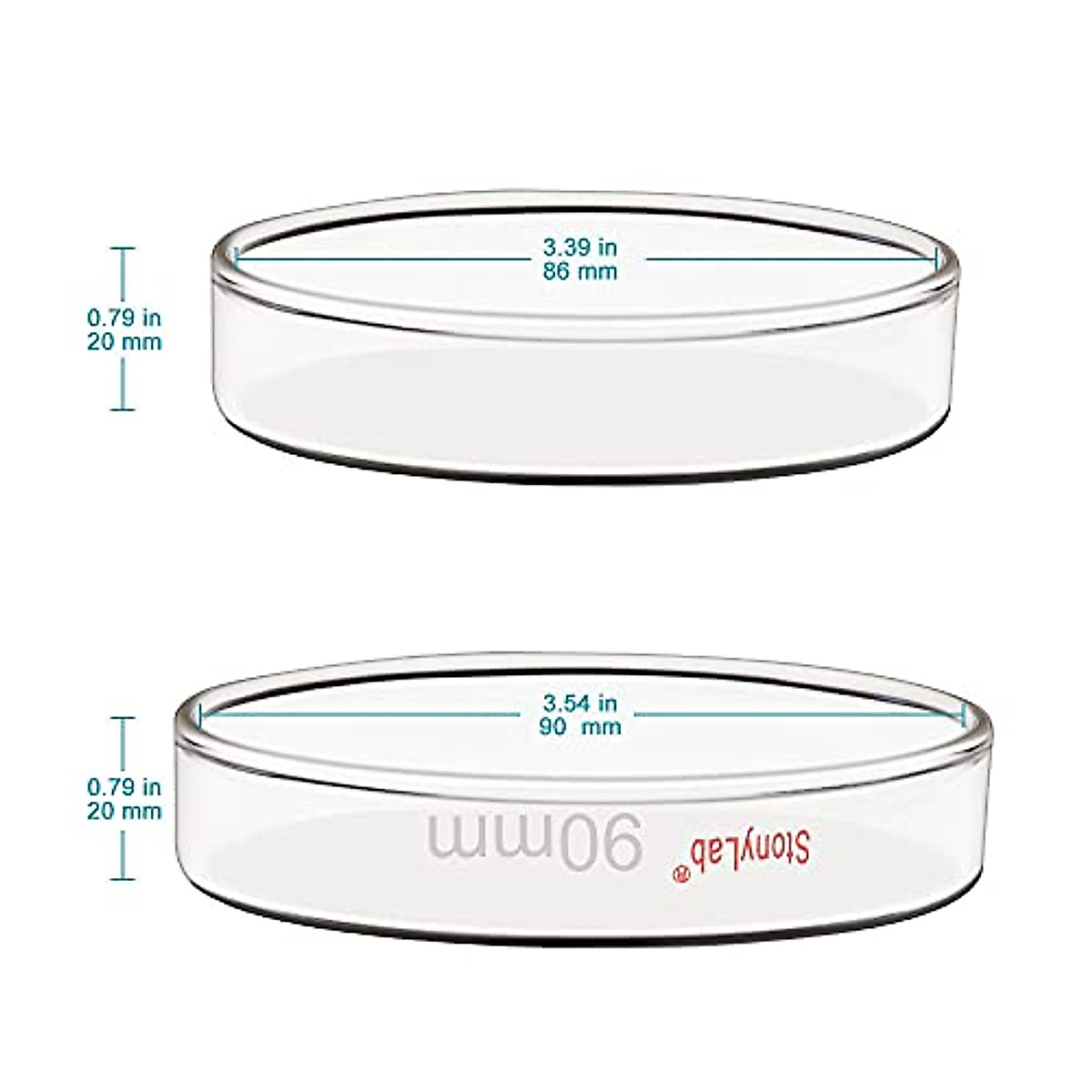 stonylab 10pk Glass Petri Dishes, 90x20 mm Autoclavable Borosilicate Glass Cell Culture Dishes Petri Dishes with Clear Lid for Laboratory