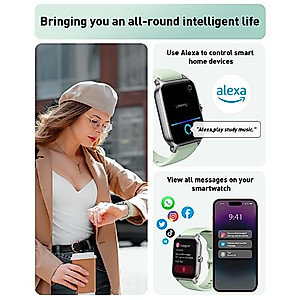 Gydom Smart Watches for Men Women with Alexa Answer/Make Calls, 1.8" Touch Screen Fitness Activity Tracker, IP68 Waterproof Heart Rate Sleep Monitor for iPhone Android Anniversary Birthday Gifts Green