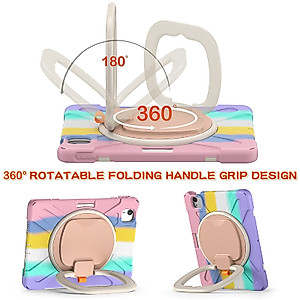 MEEgoodo Case for iPad Air 11 inch (M2) 2024&iPad Air 5th 4th Generation 10.9 inch 2022 2020&iPad Pro 11 inch Case 4th/3rd/2nd/1st Gen 2022 2021 2020 2018 with Pencil Holder&Stand&Strap,Colorful Pink