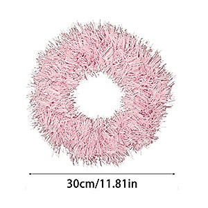 FRAKYEN Christmas Wreath Merry Christmas Garland Holiday Door Wreath Xmas Wreath with Pink Accents for Outdoor Indoor Home Party Décor,12inch