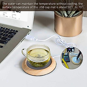 Creative USB Wood Insulation Grain Cup Heat Beverage Mug Mat Warmer Office Tea Milk Coffee Felt Heater Pad Coaster(Bright Wooden Grain)