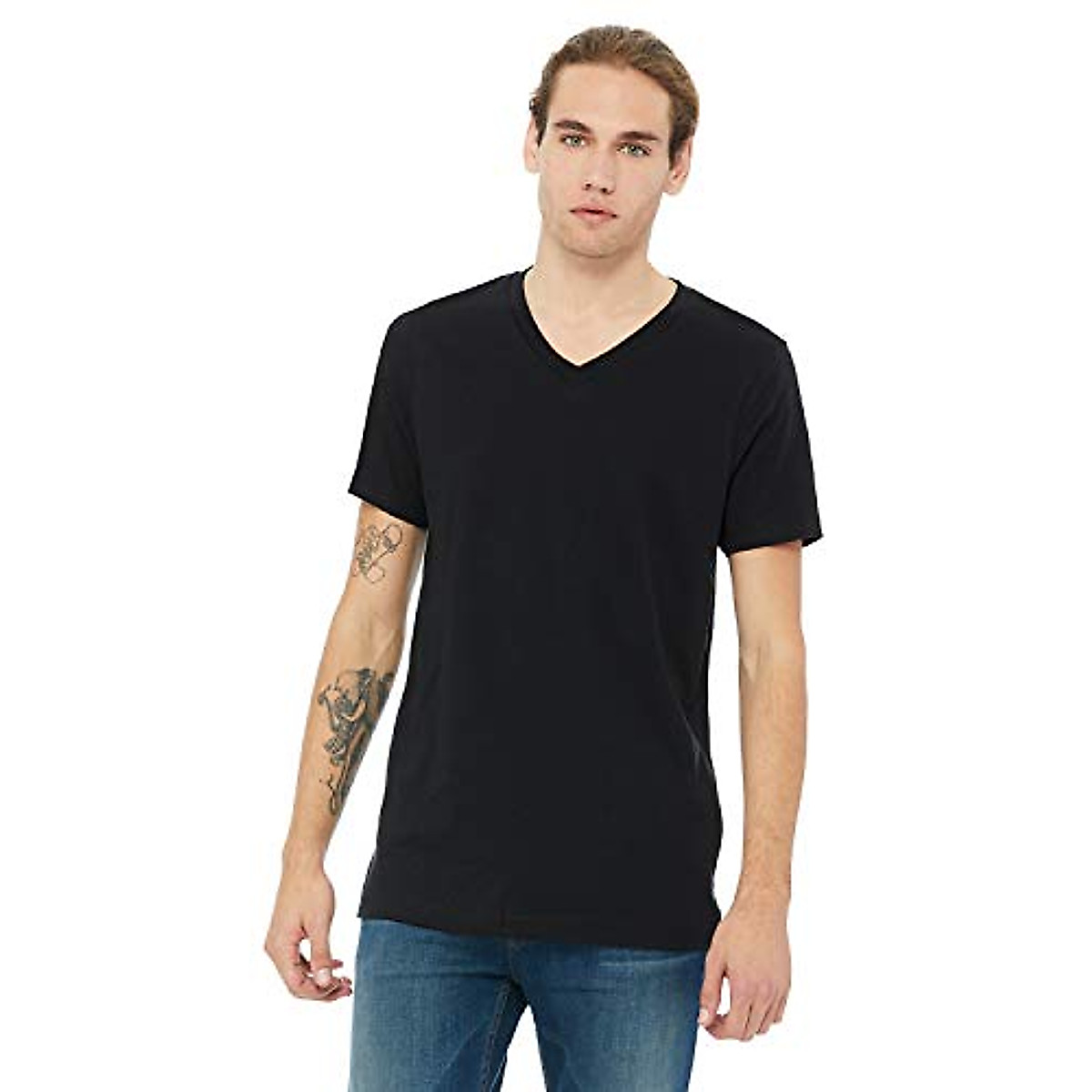 Bella mens Unisex Jersey Short-Sleeve V-Neck T-Shirt(3005)-VINTAGE BLACK-3XL