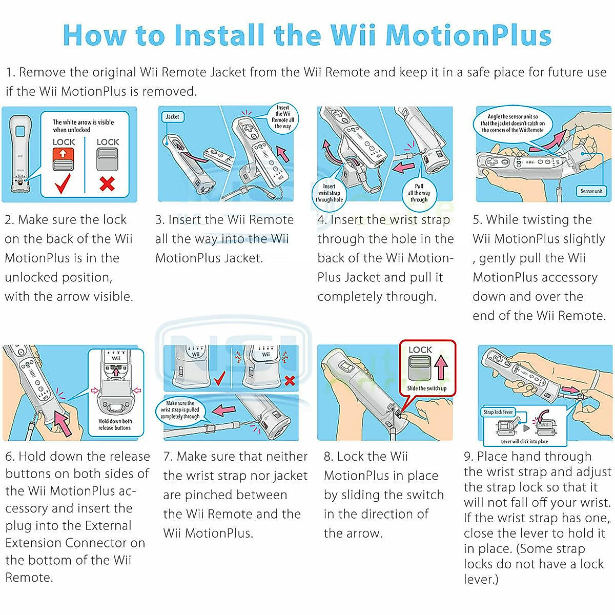 Wii Motion Plus Sensor Adapter with Silicon Case Cover and Wrist Strap, Wii Nunchuk Remote Controller Attachment for Nintendo Wii and Wii U Black