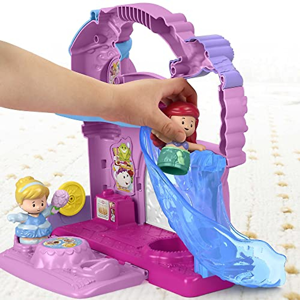 Disney Princess Toddler Toy Little People Play & Go Castle Portable Playset with Ariel & Cinderella Figures for Ages 18+ Months