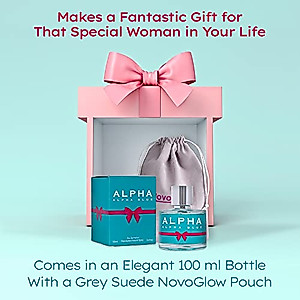 NovoGlow Alpha Blue for Women - 3.4 Fl Oz Oz Eau De Parfum Spray - Long Lasting Fruity & Floral Fragrance Smell Fresh & Feminine All Day Includes Carrying Pouch Gift for Women for All Occasions