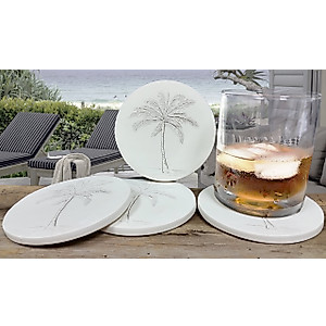 Palm Tree Absorbent Drink Coaster set - Handmade by McCarter Coasters - 4.38 inch (4pc)