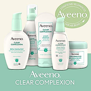 Aveeno Clear Complexion Salicylic Acid Acne-Fighting Daily Face Moisturizer with Total Soy Complex, For Breakout-Prone Skin, Oil-Free and Hypoallergenic, 4 fl. oz