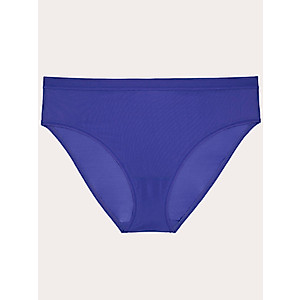 Curvy Couture Women's Size No Show Sheer Mesh High Cut Brief-Panty, Cosmic Blue, Medium Plus