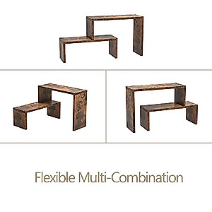 GiftGo 2 Tier Stackable Expandable Corner Spice Rack for Kitchen Countertop Cabinet & Pantry Organizer Rustic Brown Wooden Corner Shelf Rack for Desktop Storage