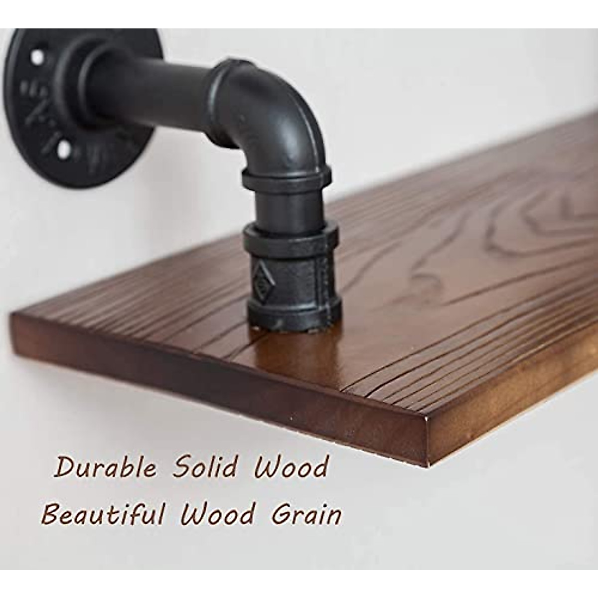 Industrial Rustic Modern Wood Ladder Pipe Wall Mounted Floating Shelves - Set of 3 Bookshelf,DIY Storage Shelving,Hung Bracket,Bookcase (Set of 3 Ladder Shelves)