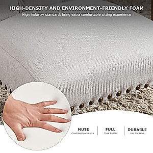 COLAMY Button Tufted Dining Chairs Set of 2, Upholstered Parsons Dining Room Chairs, Fabric Kitchen Side Chair with Nailhead Trim and Wood Legs,Beige