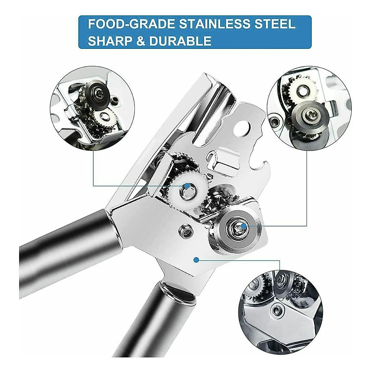 Stainless Steel Can Opener, Three-In-One Multifunctional Can Opener, Manual Powerful Can Knife, The Bottle Opening Can Be a Strong Professional Chef Suitable For Opening Various Cans