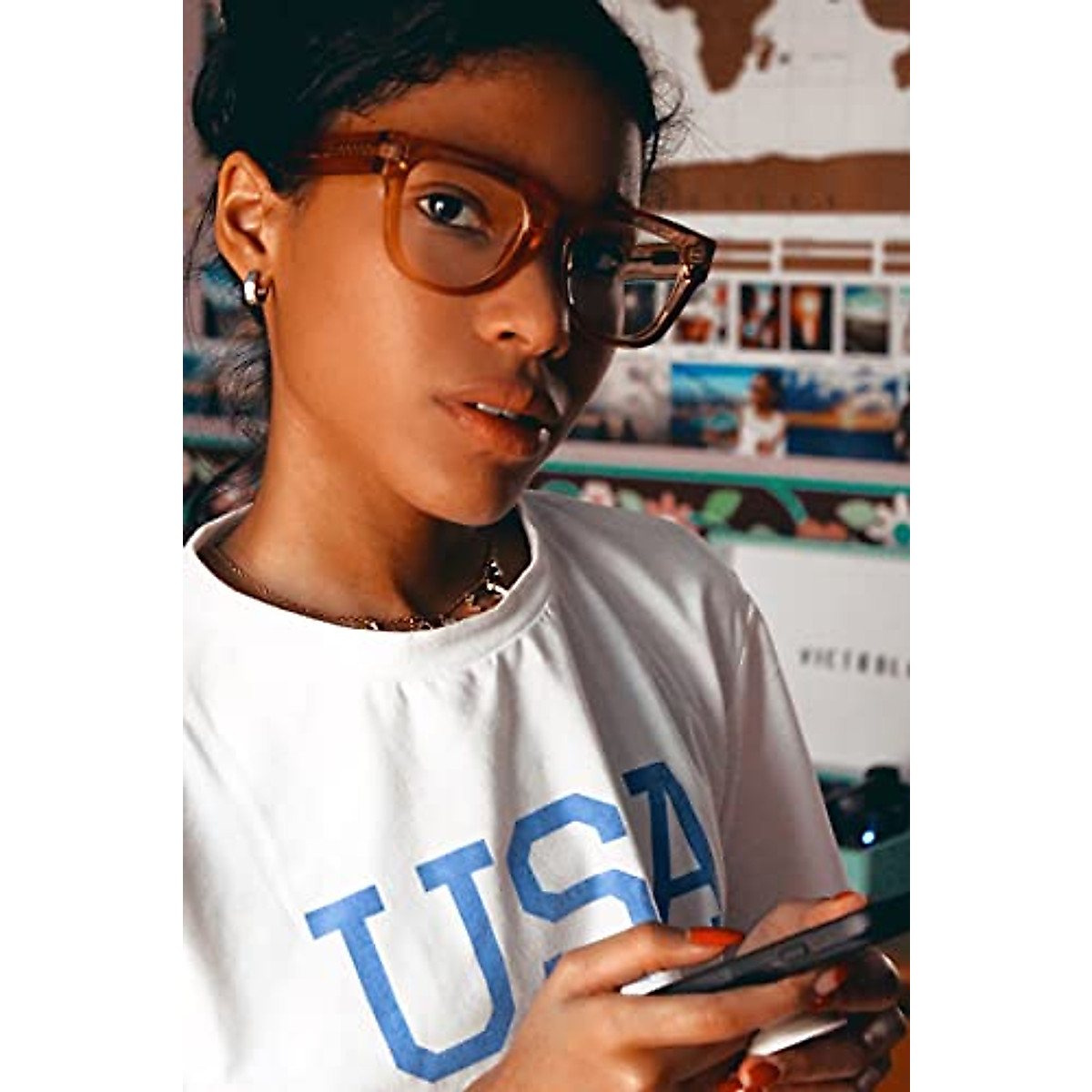 VISOONE Fashion Medium Blue Light Blocking Glasses Square with Anti Glare for Computer Women and Men MISSOURI