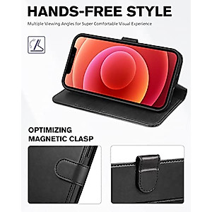 TUCCH Wallet Case for iPhone 12 Pro/iPhone 12 5G, RFID Blocking Card Slot Stand [Shockproof TPU Interior Case] PU Leather Magnetic Protect Flip Cover Compatible with iPhone 12/12 Pro 6.1-inch, Black