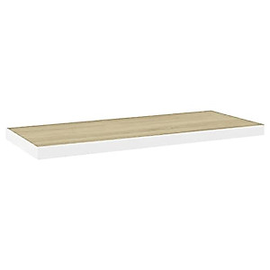 SKM Floating Wall Shelf Oak and White 31.5"x9.3"x1.5" MDF