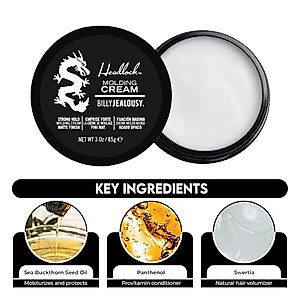 Billy Jealousy Headlock Hair Molding Cream, Hair Styling Cream for Men with Strong All-Day Hold, Natural Matte Finish Hair Cream for All Lengths, 3 Ounce