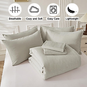 Taupe Comforter Set Queen,7 Pieces Bed in a Bag Taupe Cationic Dyeing Comforter Bedding Set Soft Microfiber Queen Size(1 Comforter,2 Pillowcases,1 Flat Sheet,1 Fitted Sheet,2 Pillow Shams)
