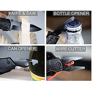 WILDWITNESS FD01 Folding Pocket Knife, Multitool, Pliers, Wire Cutter, Bottle Opener, Screwdriver for Camping, Hunting, Fishing, EDC Knife, Tools for Men