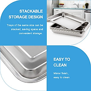 Stainless Steel Tray - EMALLA 5Pcs Stainless Steel Tray 13.7'' X 10.2'' Dental Medical Tray Piercing Instrument Tray Storage Tools Lab Instrument Supplies Stainless Steel Tray(5PCS)