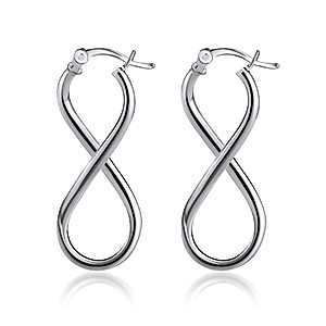 Pori Jewelers Sterling Silver Infinity Hoop Earrings (Silver)