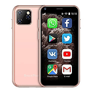 Hipipooo Super Small Mini Smartphone 3G Dual SIM Mobile Phone 1GB RAM 8GB ROM Android 6.0 Unlocked Kids Phone Pocket Cellphone (Pink)