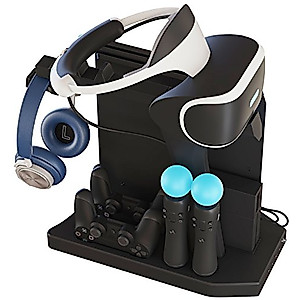 Skywin PSVR Stand Compatible with PS4 VR - PS4 Cooling Station and Charging Dock for Playstation VR Stand to Charge PS VR Controllers and Accessories