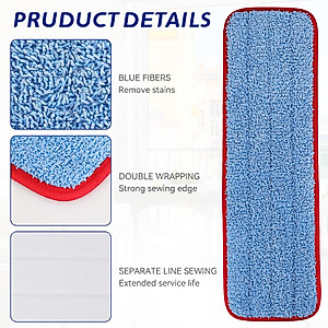 Replacement Microfiber Pad for Rubbermaid Commercial 18.5 Inch Mop Head - 10 Pack Wet & Dry Commercial Cleaning Refills Reusable Mop Refills Fit for Any Microfiber Flat Mop System 18.5"