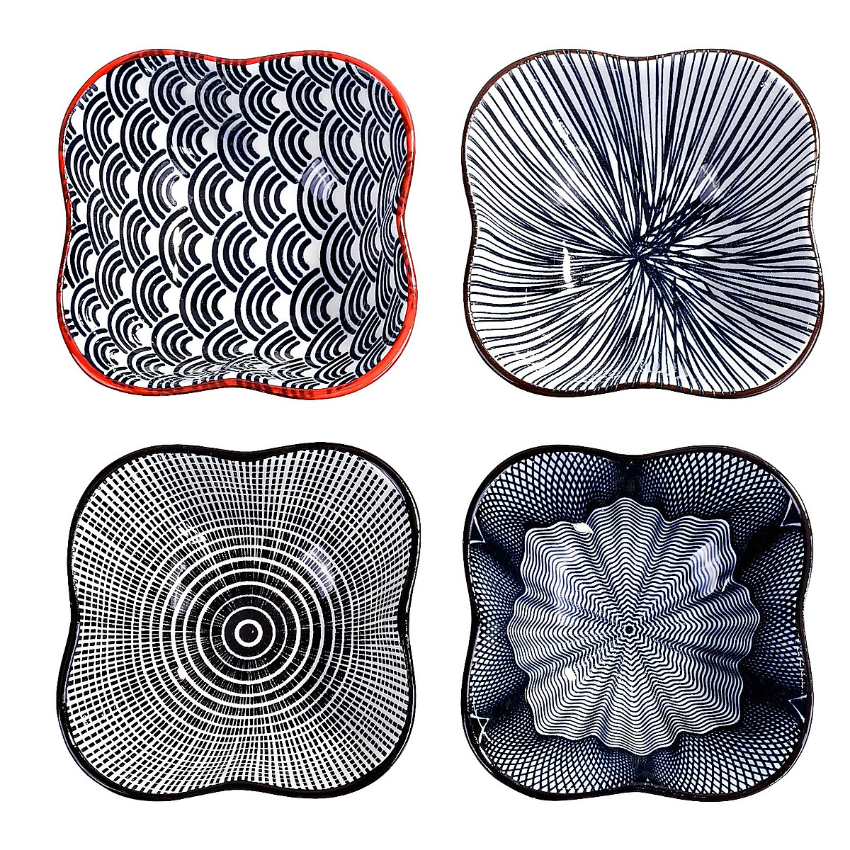 Whitenesser Dipping Bowls Set of 4, Japanese Porcelain Soy Sauce Dish Bowl Seasoning Dishes Soy Dipping Sauce Dishes (HX)