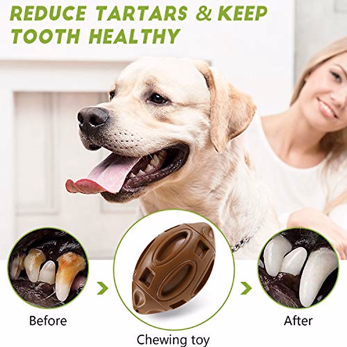 YUANDAO Dog Ball Dog Squeaky Toys for Aggressive Chewers, Almost Indestructible Rubber Puppy Chewing Ball with Squeaker Durable Pet Teeth Cleaning Toy for Medium and Large Breed