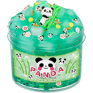 Green Clear Slime with Jelly Cubes and Cute Slime Add-ins, Glimmer Slime Crunchy Crystal Slime Boba Slime, Super Soft Sludge Toy with Cute Charms Kids Party Favors Slime for Girls and Boys