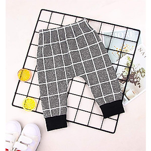 CM C&M WODRO Toddler Infant Baby Boy Fall Clothes Newborn Boy Outfits Plaid Long Sleeve Hoodie Sweatshirt Tops Winter Long Pants Sets (Black+Plaid, 3-4T)