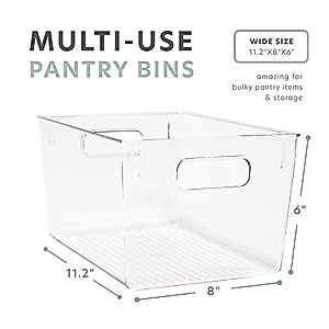 4 Clear Plastic Storage Bins Acrylic Organizers, Pantry Organization and Storage Clear Organizing Bins, Fridge Freezer Organizer Bins Kitchen Organization Containers Laundry Bathroom Cabinet Organizer