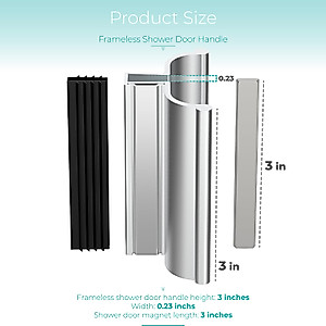 3-3/4" Bright Chrome Frameless Shower Door Handle with Metal Strike and 3" Magnet,Shower Door Magnetic Latch Kit Fits Glass Door Thickness 1/8", 5/32", 3/16" and 1/4",Shower Door Replacement Parts