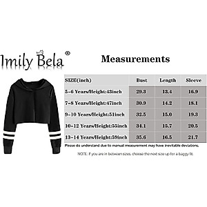 Imily Bela Kids Crop Tops Girls Striped Long Sleeve Fashion Hoodies Pullover Sweatshirts