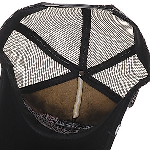 WITHMOONS Meshed Baseball Cap Distressed Trucker Hat Star KR1185 (Black)