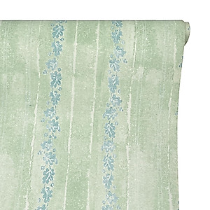 Yifely Self-Adhesive Furniture Paper Removable Shelf Liner for Covering Drawers Cabinet Doors, Green Wood Grain, 17.7 Inch by 9.8 Feet