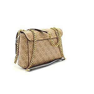 GUESS Nell Convertible Crossbody Flap, Latte Logo/Slate