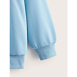 SOLY HUX Girl's Cute Graphic Sweatshirt Letter Print Long Sleeve Crewneck Pullover Tops Blue 10-11Y