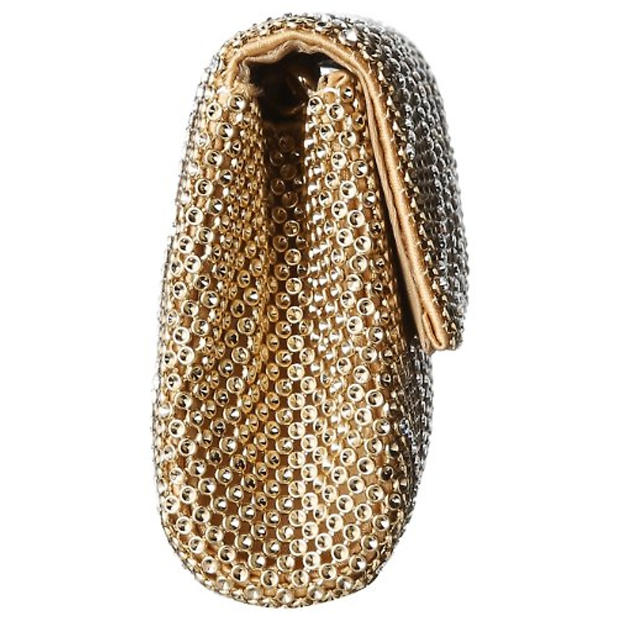 Whiting & Davis Crystal Chevron Flap Clutch,Gold,One Size