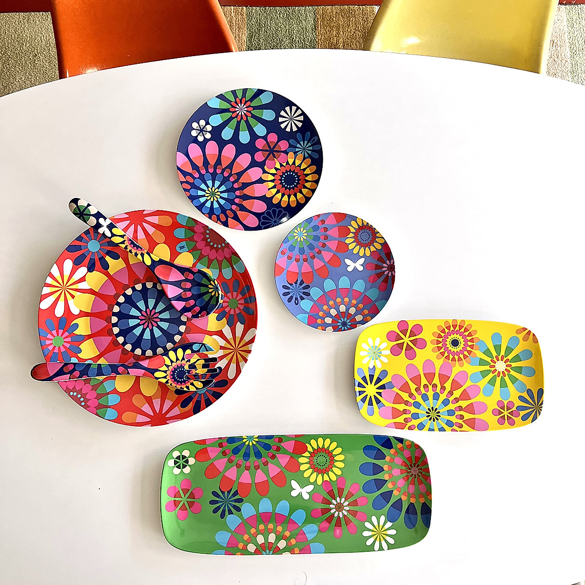 French Bull Melamine Dinnerware Shatterproof BPA Free Dishwasher Safe Large Serving Bowl, Salad Bowl, Pasta Bowl, For Soup, Dessert, Kitchen, Mixing, Fruit (11" Serving Bowl, Festival)