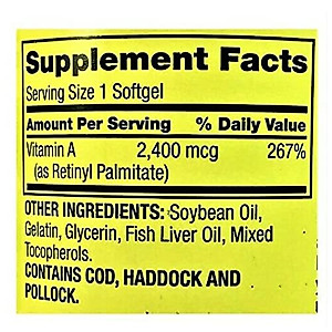 Spring Valley - Vitamin A SUPPLEMENT 2400MCG 250 Softgels