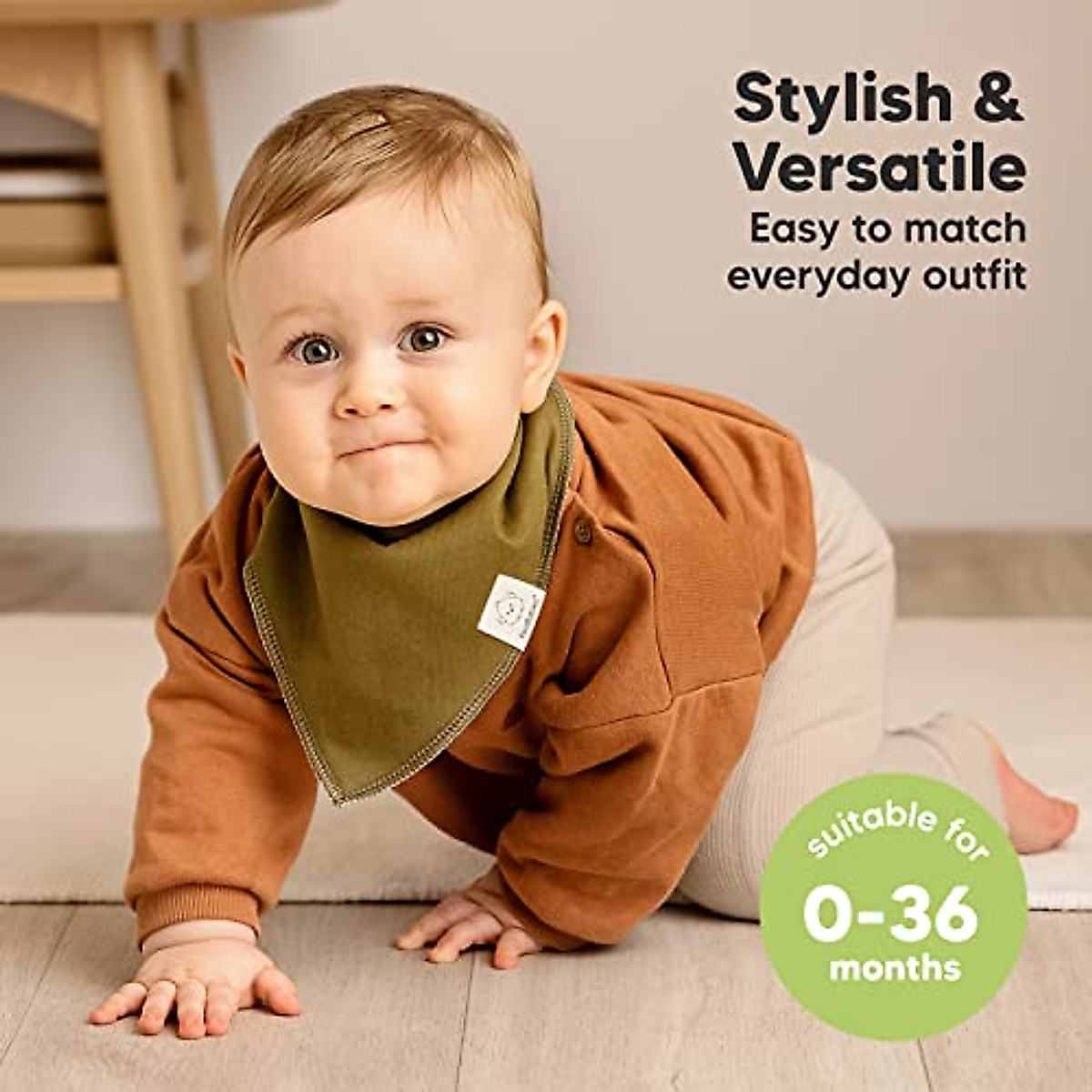 8-Pack Organic Baby Bandana Drool Bibs – Stylish Unisex Bandana Bibs - Super Absorbent Bandana Drool Bibs – Gentle Teething Bibs for Infants - Organic Cotton Baby Bib (Basics)