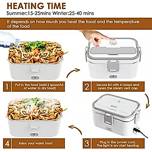 tuhood Electric Lunch Box[Upgraded],Portable Food Warmer,70W,1.8L,Office/Car/Truck Suitable,Strengthened Handle,Leaking Proof,with Free Fork,Spoon and Insulation Bag...