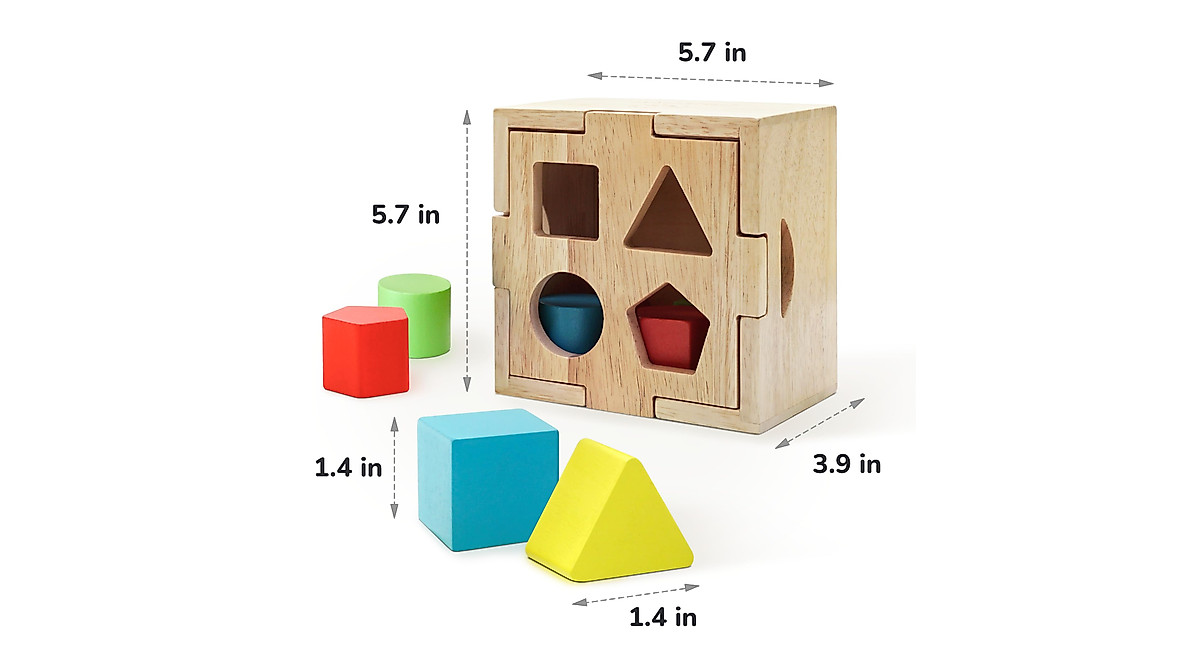 Bimi Boo Wooden Shape Sorter Toy - Safe & Fun for Toddlers