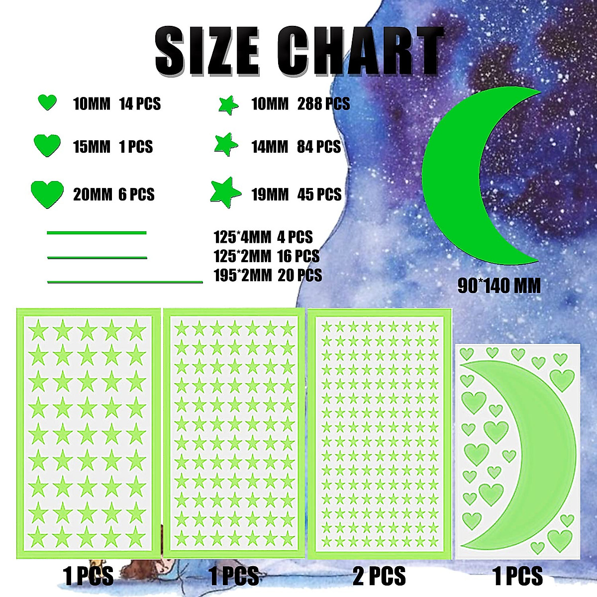 LOMIMOS 479PCS Glow in The Dark Star Stickers,Constellation Wall Decals for Ceiling Kids Nursery Bedroom Living Room