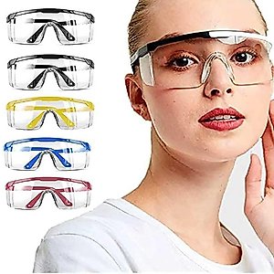 5 PACK Safety Glasses Safety Goggles for Men Women Clear Z87 Anti-fog Wide Vision Safety Glasses Over 5.3'' Eyeglasses, UV 400 Blocking Protection Eyewear Adjustable Temples Eye Shied for Nurse