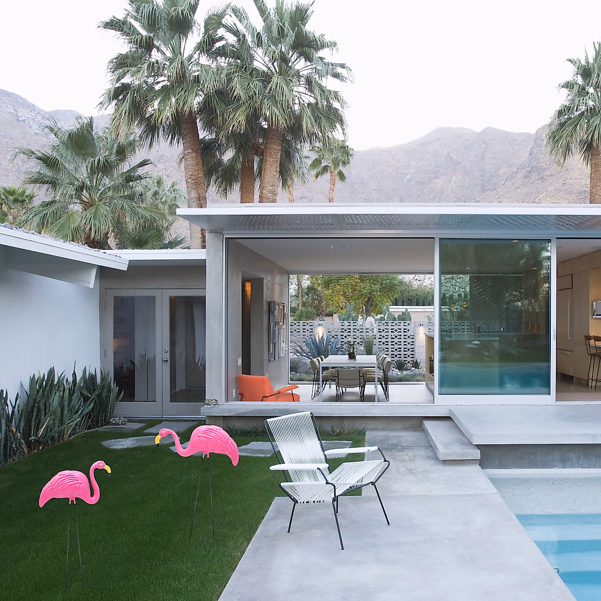 4E's Novelty Pink Flamingos Yard Decorations Large 23" [Set of 2] Outdoor Garden Flamingo Statue Ornament Lawn Decor