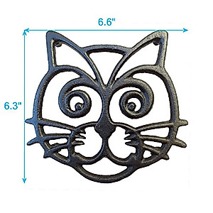 Cat Trivet - Black Cast Iron - for Kitchen & Dining Table - More Than One Makes a Set for Counter, Wall Art or Decoration Accessory - Housewarming & Cat Lover Gifts - 6.6 by 6.3 in