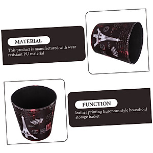 BUGUUYO Vintage Style 13 Gallon Faux Leather Trash Can with Lid for Home, Office, Kitchen